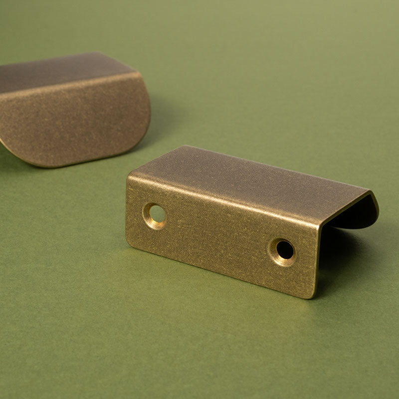 LÄPP - Tumbled Brass Lip Pull Handle - Kitchen Cabinet Handle ...