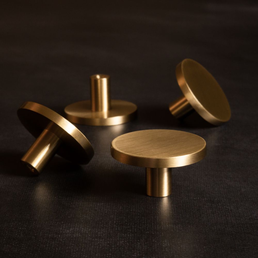TORSTEN - Circular Brass Knob Scandi IKEA hack handles Minimalist ...